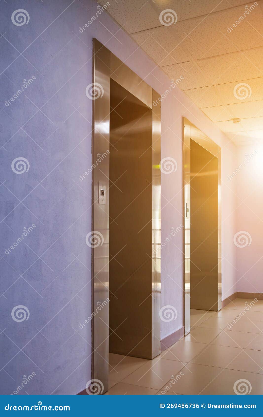 Background of Interior Floor of Elevator Platform with Elevators and ...