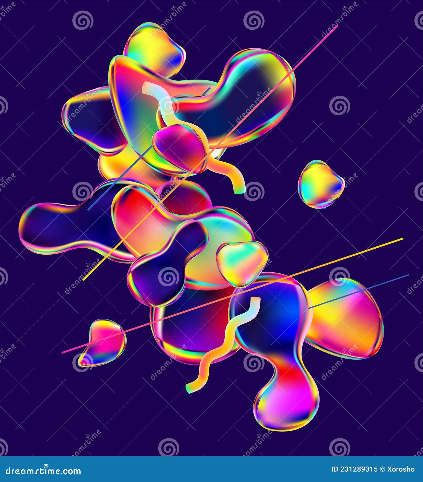 Background of Iridescent Liquid Shapes Stock Vector - Illustration of ...