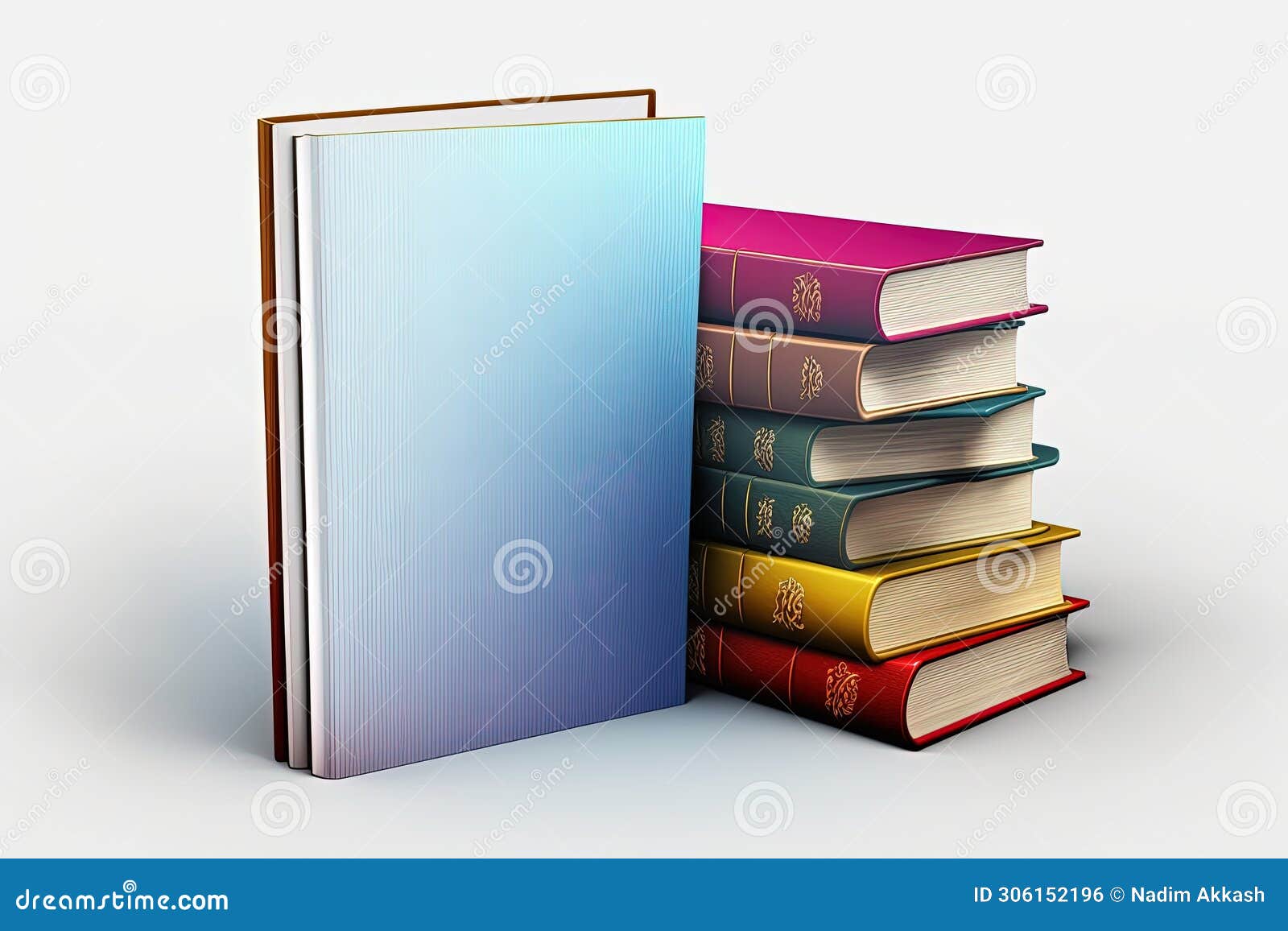 Background Isolated White Books Stack Stock Illustration - Illustration ...