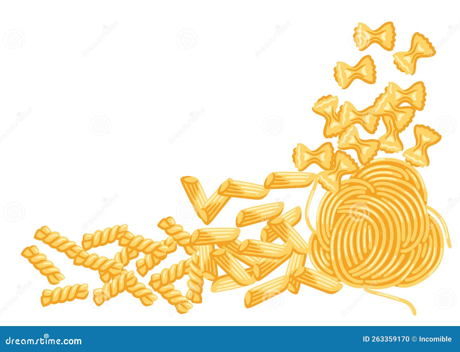 Background with Italian Various Pasta. Culinary Image for Menu and ...