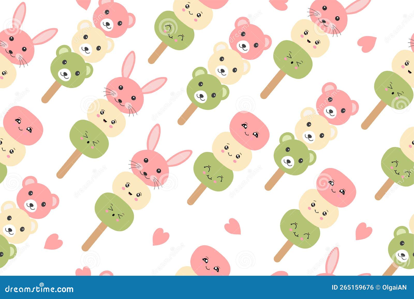 Background of Japanese Dango Dessert. Vector of Japanese Dessert Dango ...