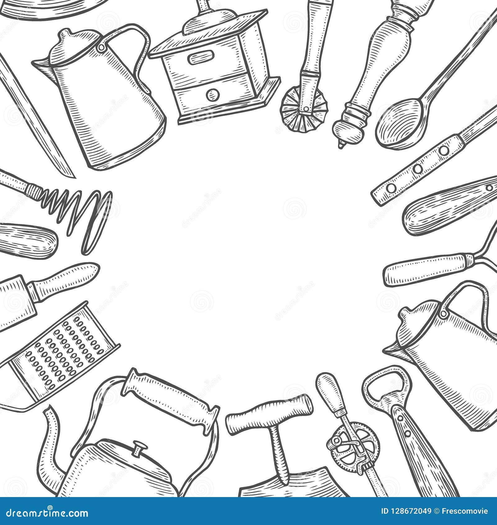 Kitchen utensils set. stock vector. Illustration of items - 128672049