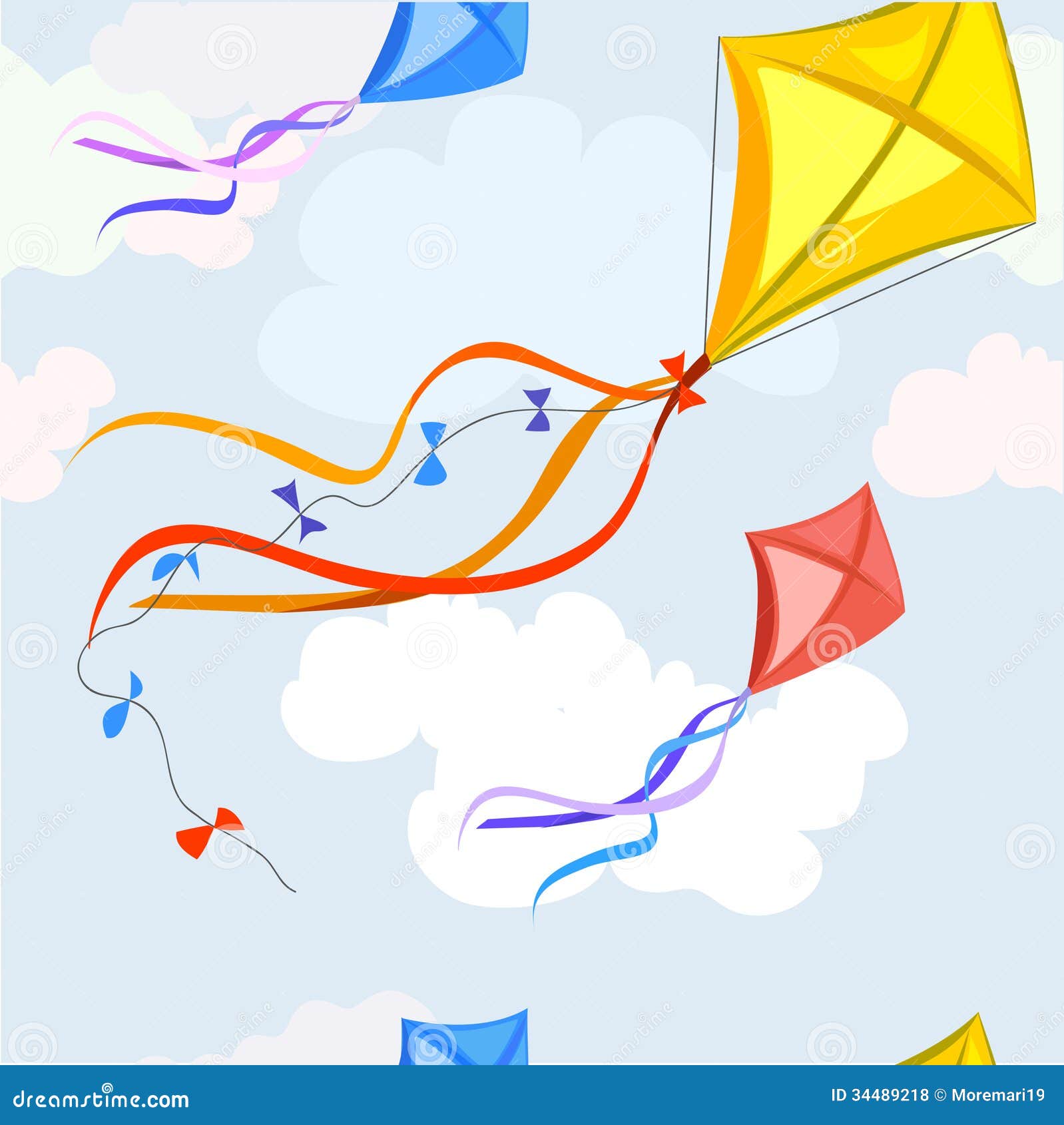 Background with a Kite, Seamless Texture Stock Vector - Illustration of ...