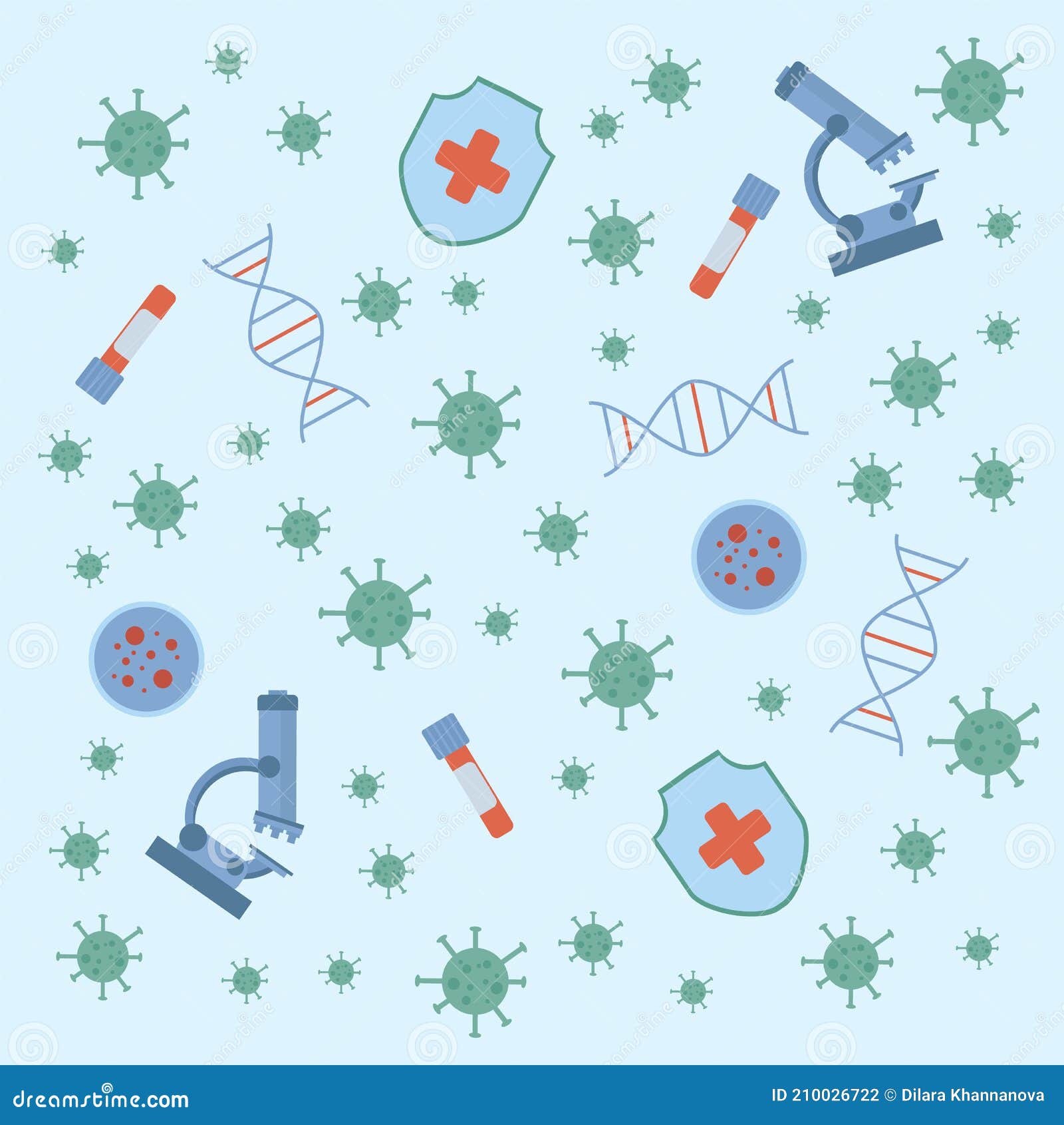 Background of Lab Tests Icons. Test Tubes, Viruses, Syringes, Flasks ...