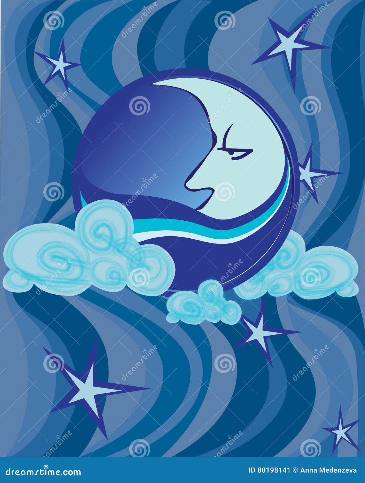 Background Large Pattern Blue Moon Stock Vector - Illustration of ...