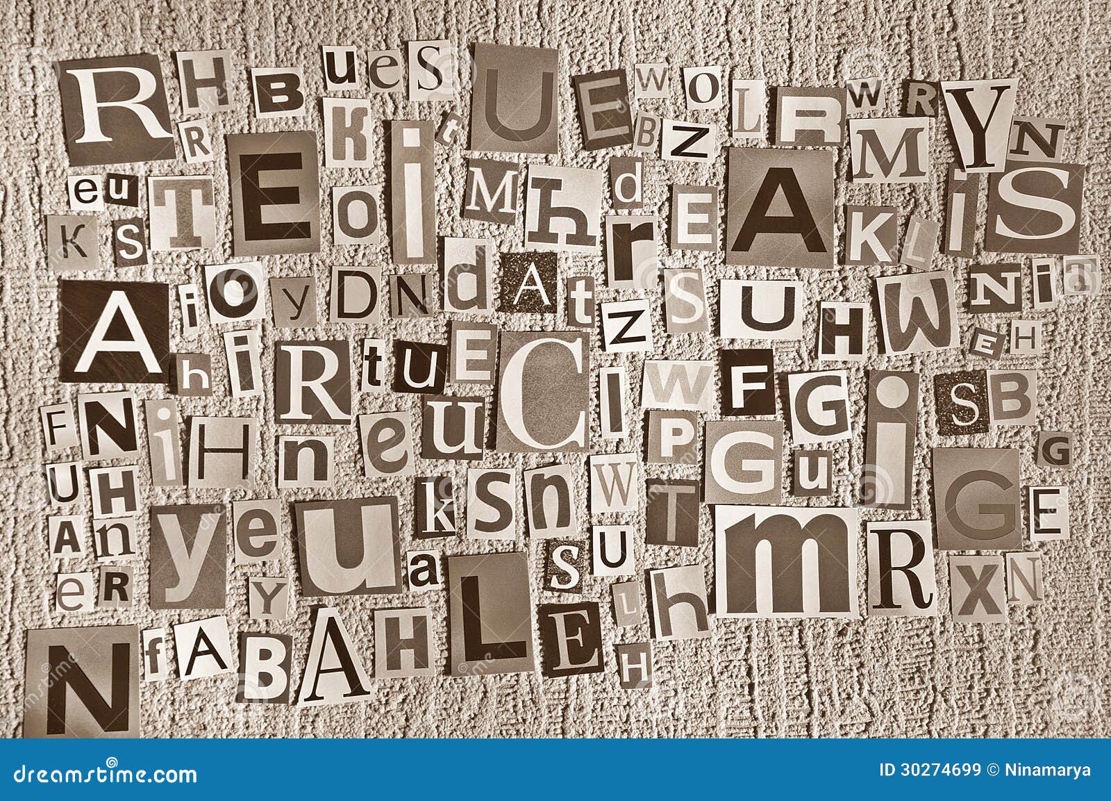 Letters Cut Out of Newspapers and Magazines Stock Image - Image of ...