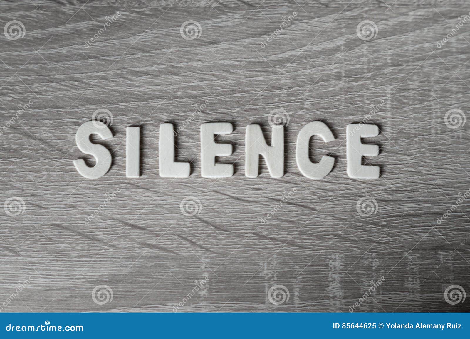 Background. Letters on Wooden Table. `Silence` Stock Image - Image of ...