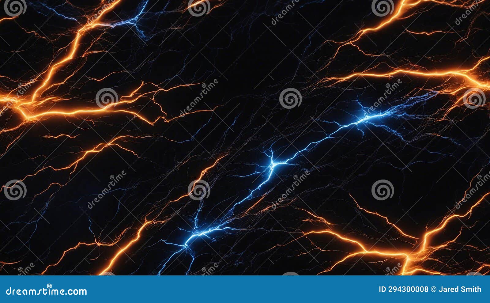 Background with Lightning a Black Canvas with a Blue and Orange ...