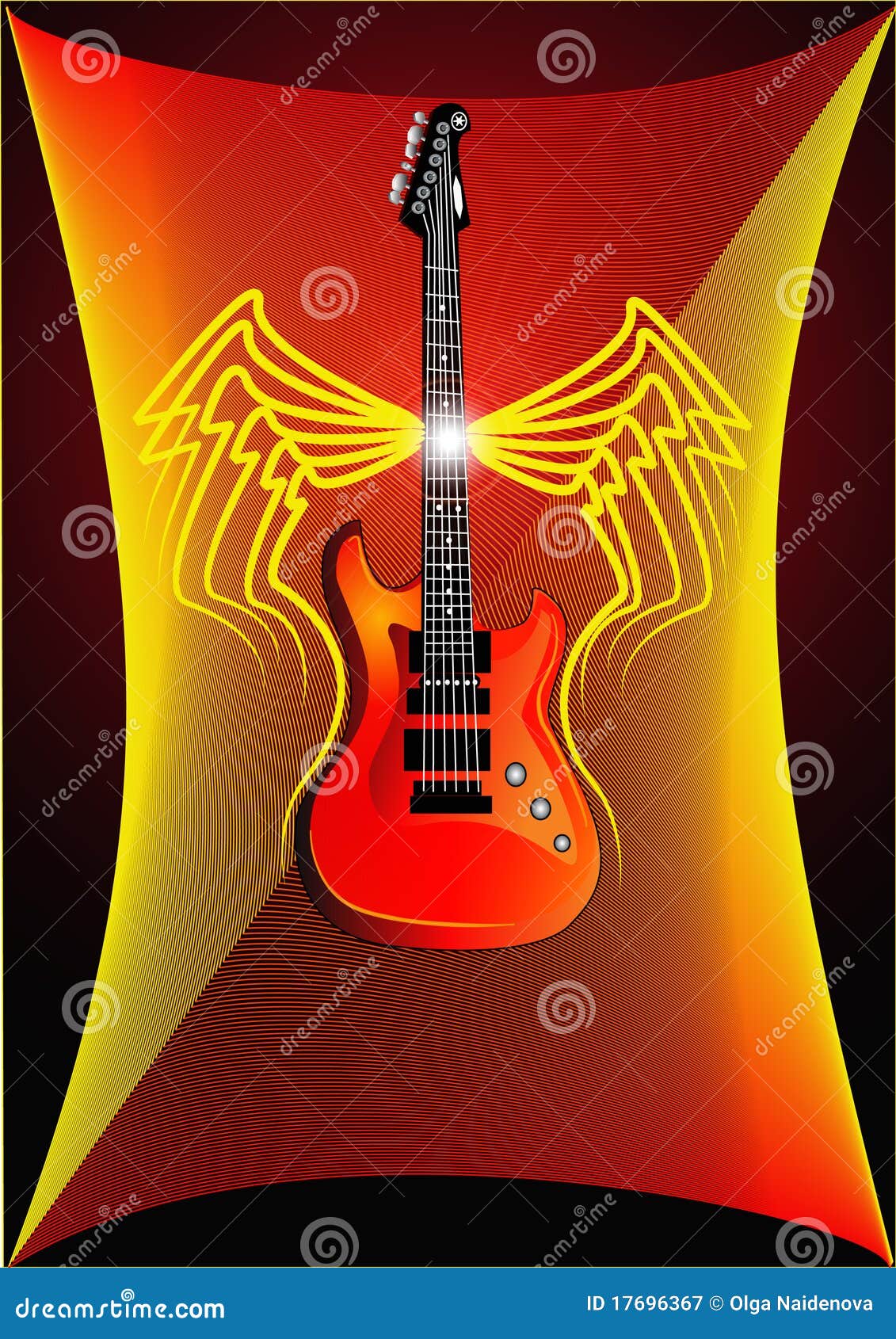 Background with Lightning and Guitar Stock Vector - Illustration of ...