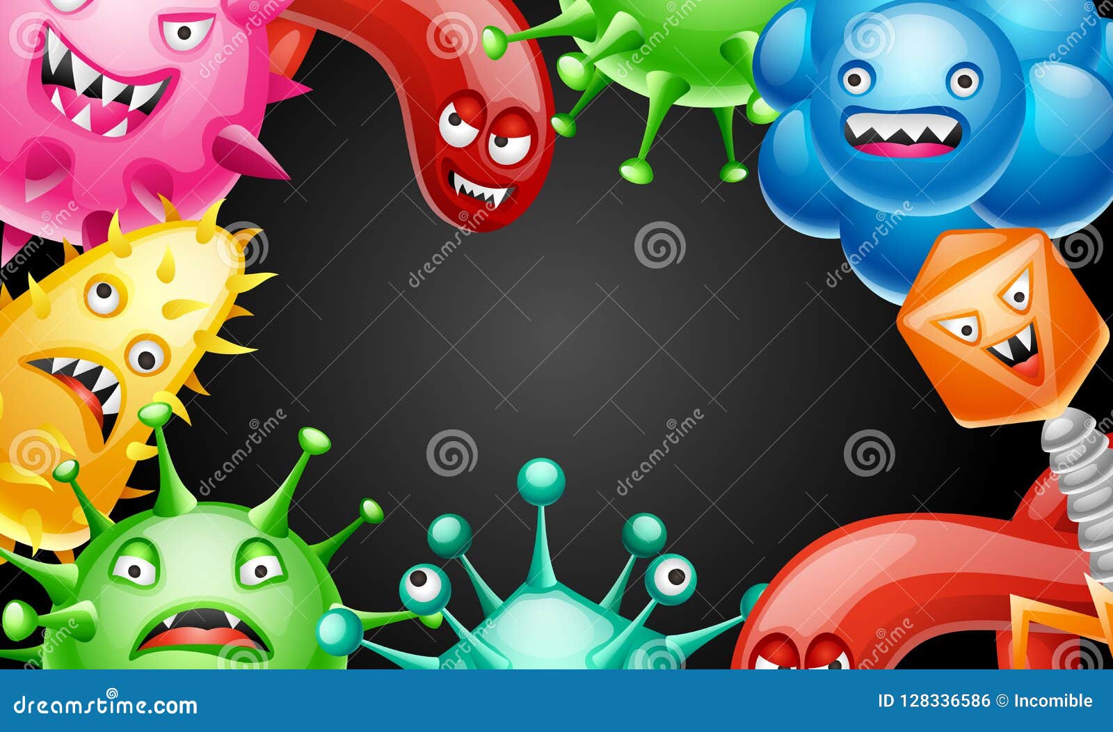 Background with Little Angry Viruses. Stock Vector - Illustration of ...