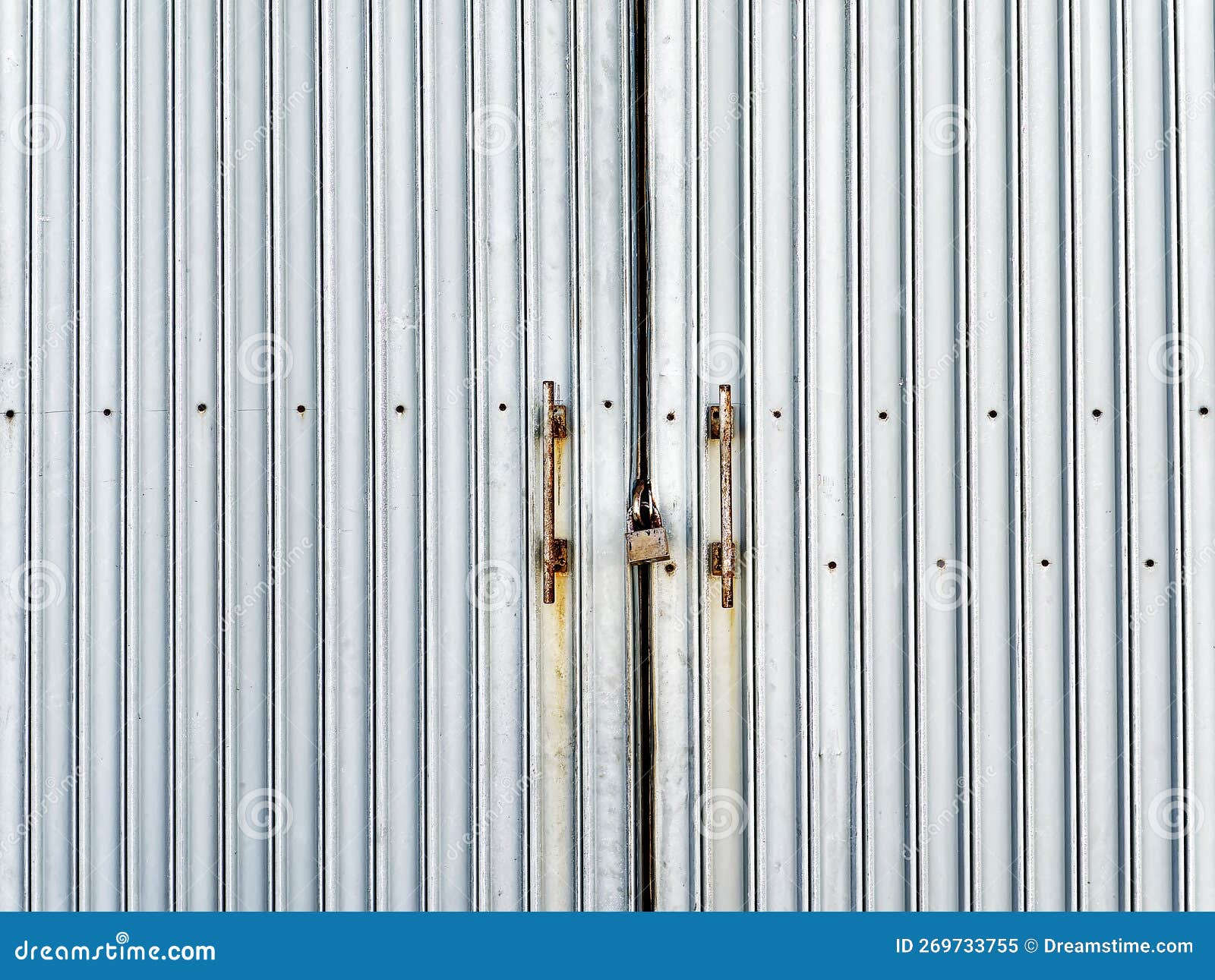 Background of Locked Rusty Corrugated Metal Door Stock Image - Image of ...