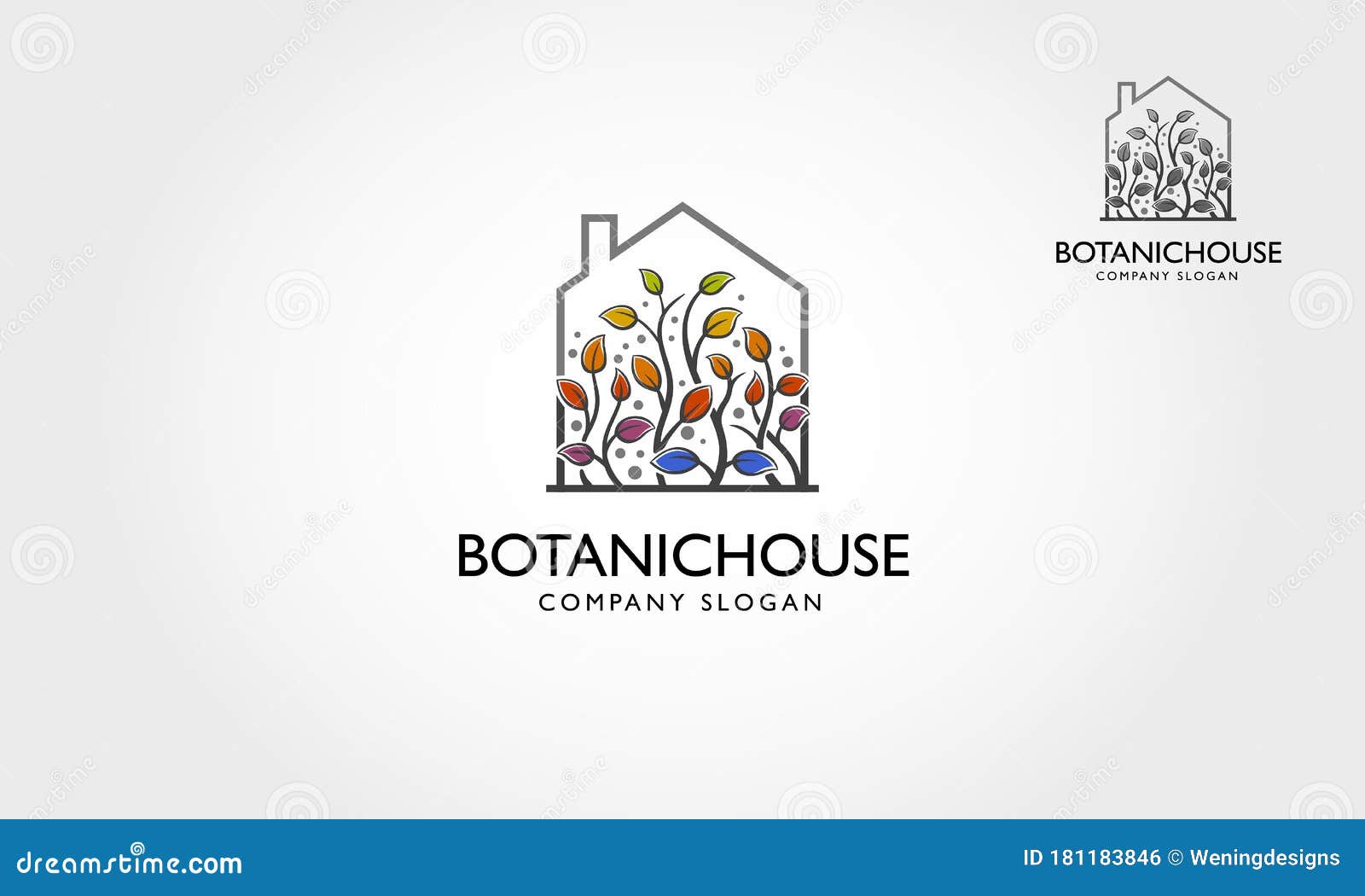 Botanic House Vector Logo Template. Stock Vector - Illustration of ...