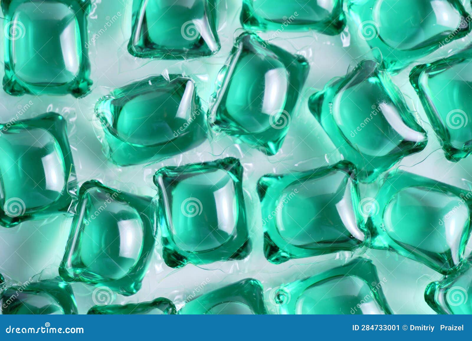 Background Lot of Capsules for Washing Green on Light Background. Stock ...