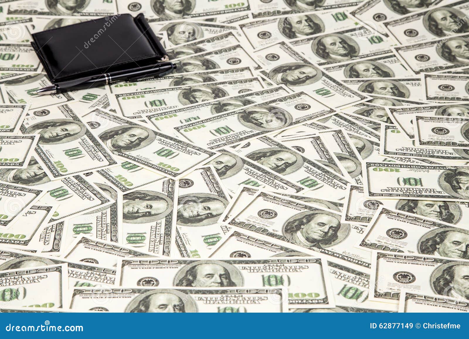 Background a Lot of Hundreds Dollars and Wallet Stock Image - Image of ...