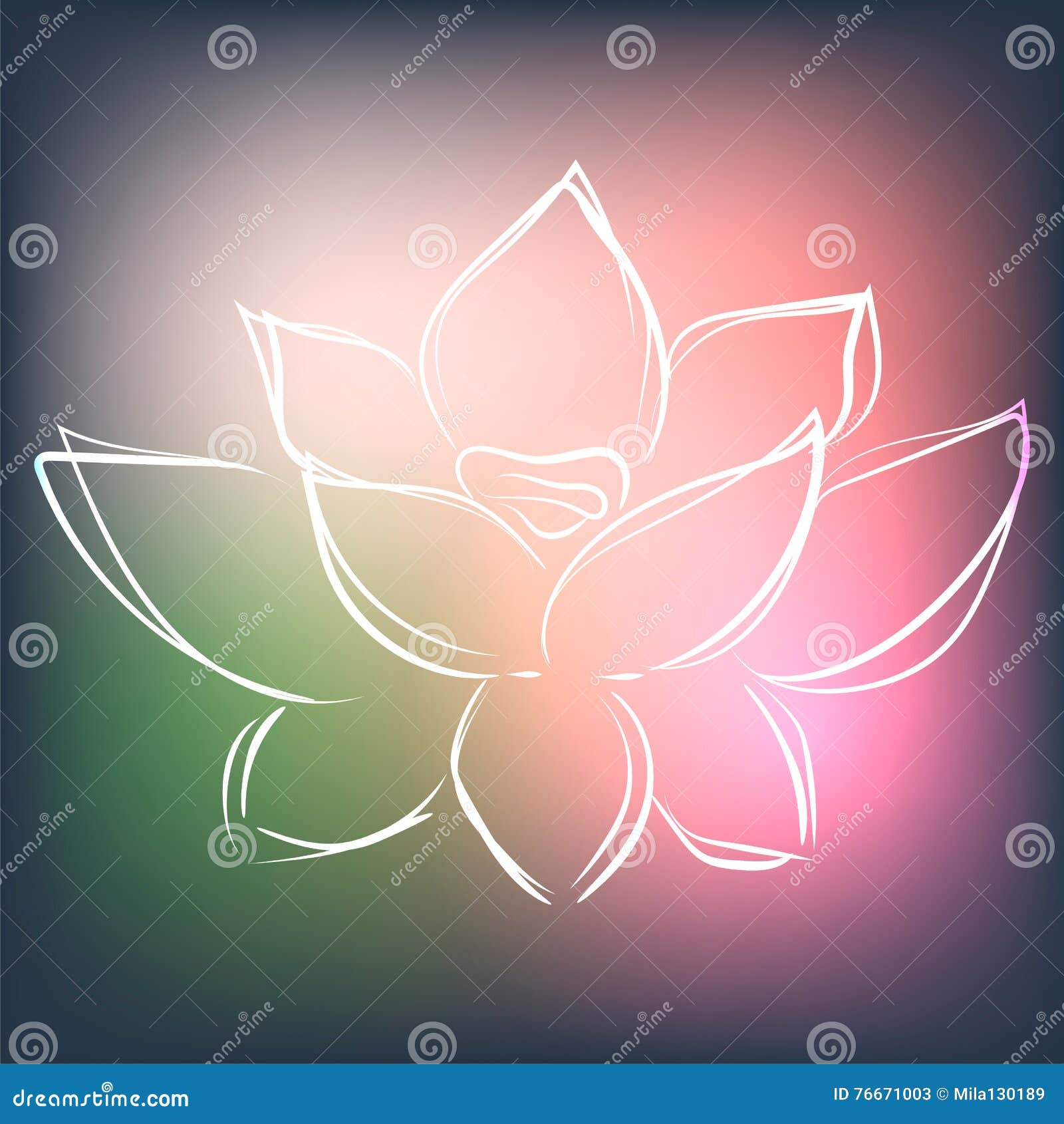 Background with Lotus in Modern Interesting Colors, Vector Illustration ...