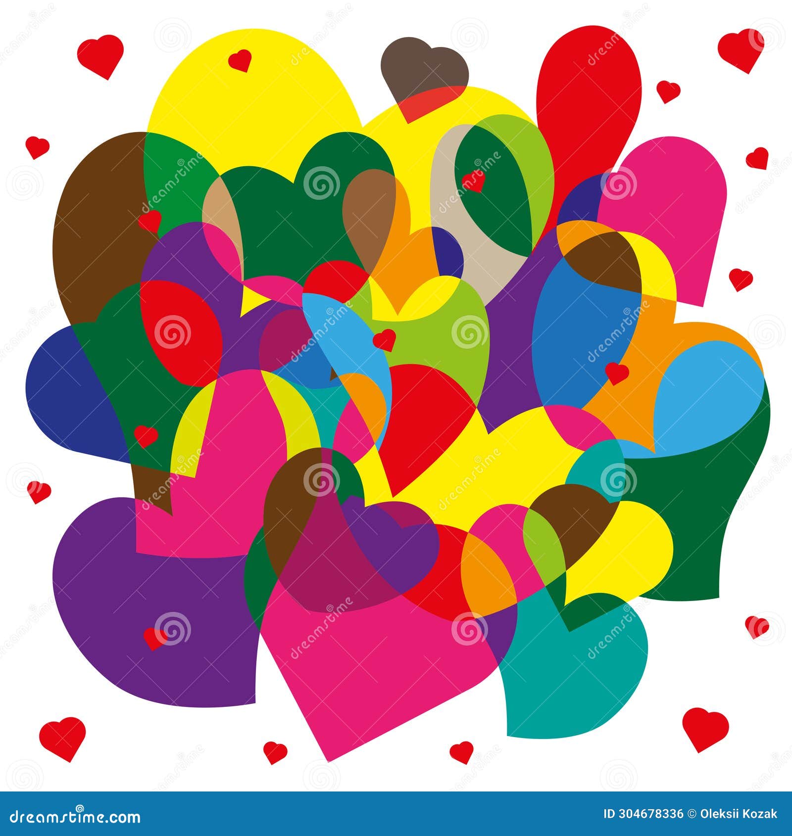 Background Made of Bright Hearts. Many Hearts. Love Symbol Icon Set ...