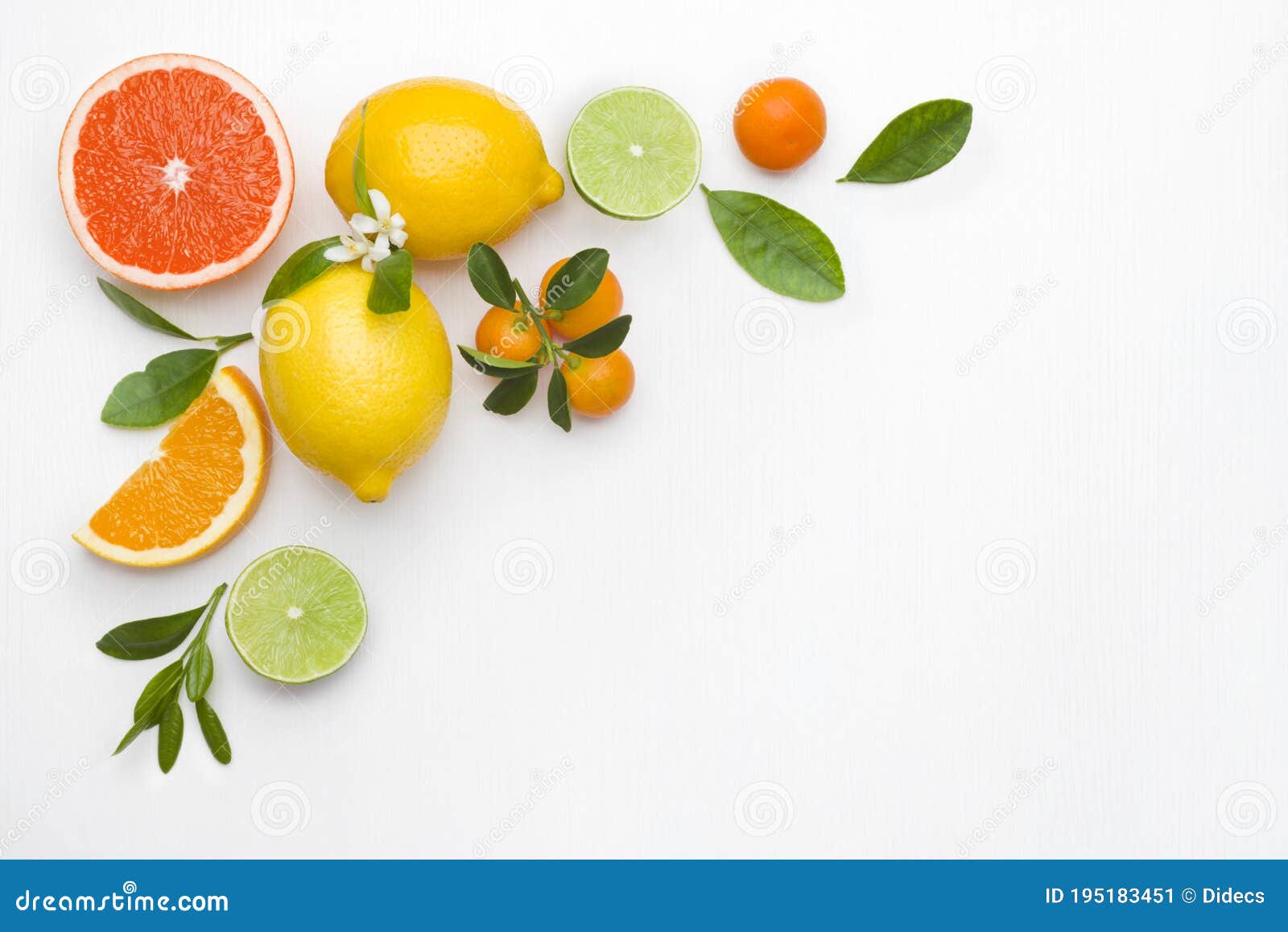 Background Made of Citrus Fruits on White Table with Copyspace Stock ...