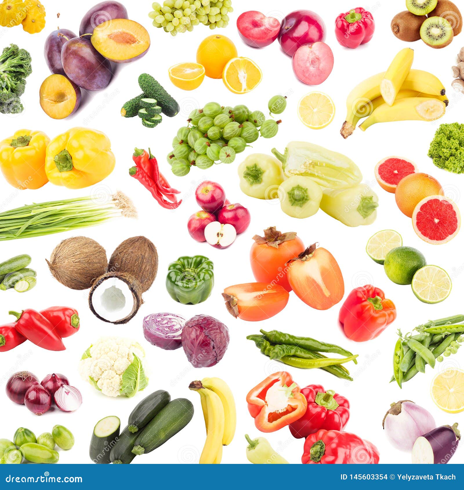 Background Made from Different Colored Vegetables and Fruits, Isolated ...