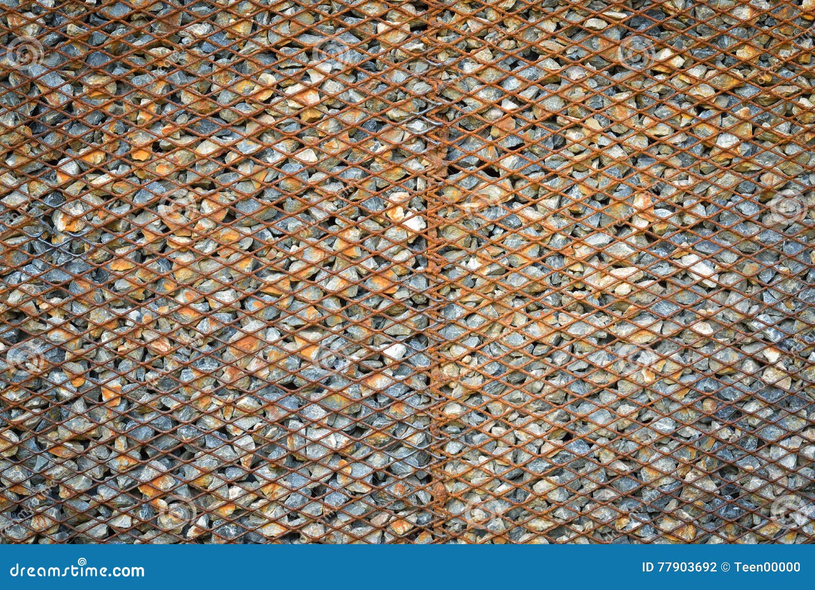 Background Made from Rusty Metal Mesh Cage Stone Stock Photo - Image of ...