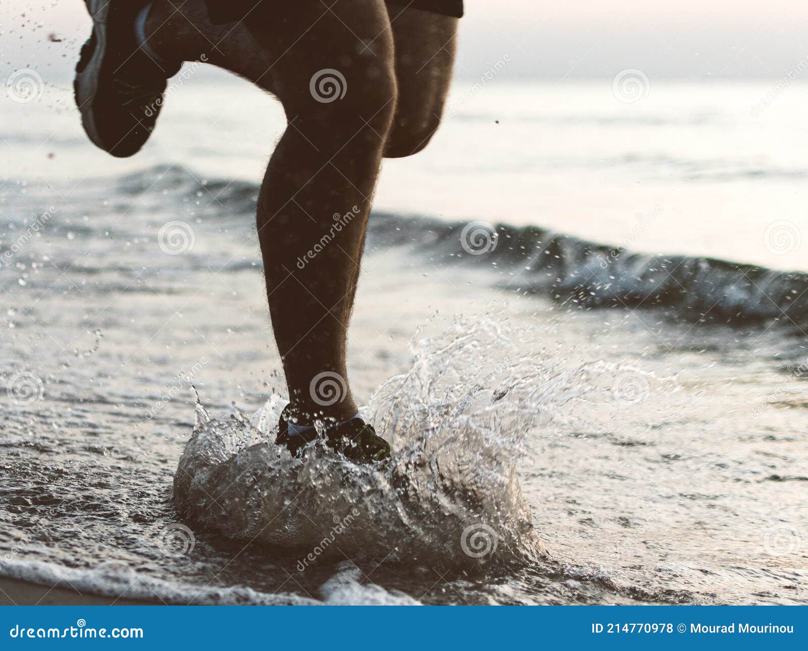 Background of a Man Running on the Beach. Stock Photo - Image of gens ...
