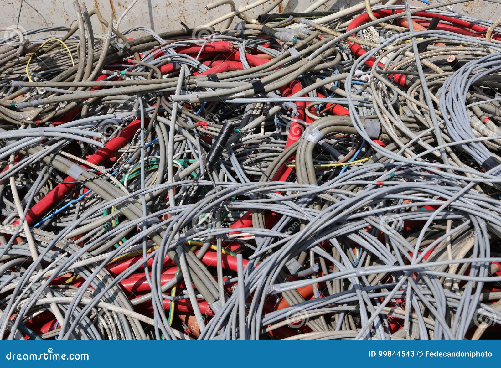 Background of Used Electrical Cables in a Dump Stock Image - Image of ...