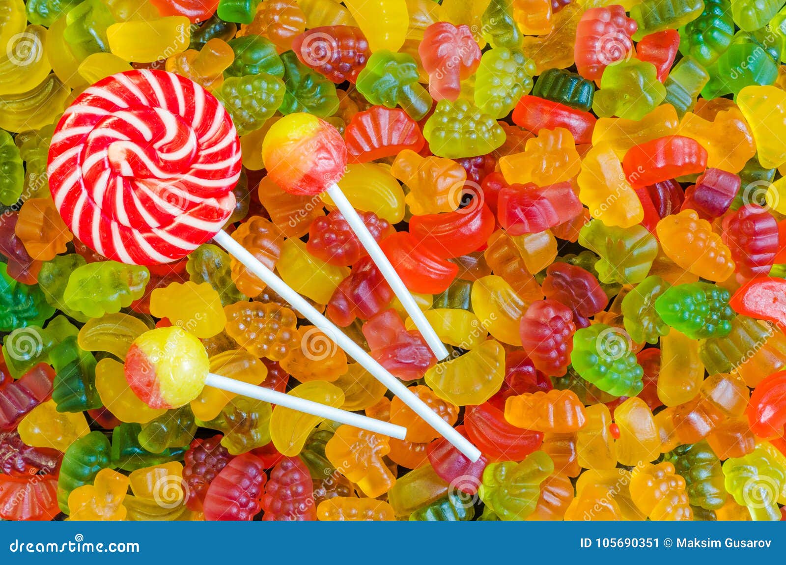 Background of Many Bright and Colored Jelly Sweets with Free Space for ...