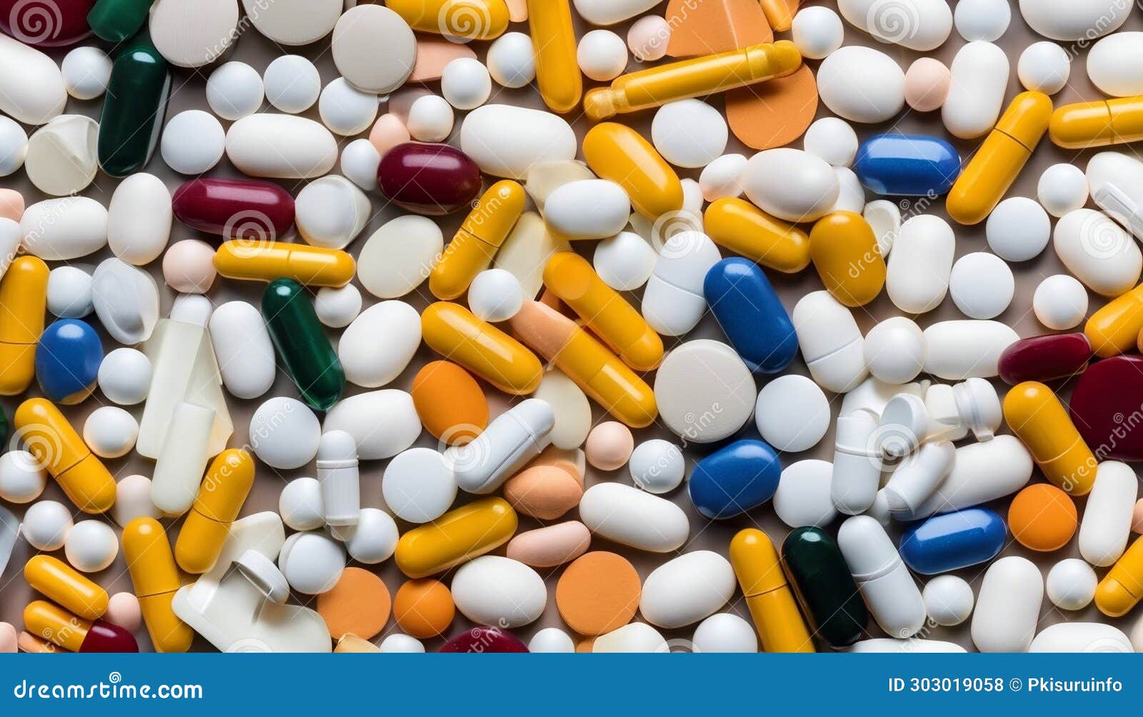 Background with Many Different Medications Including Capsules and ...