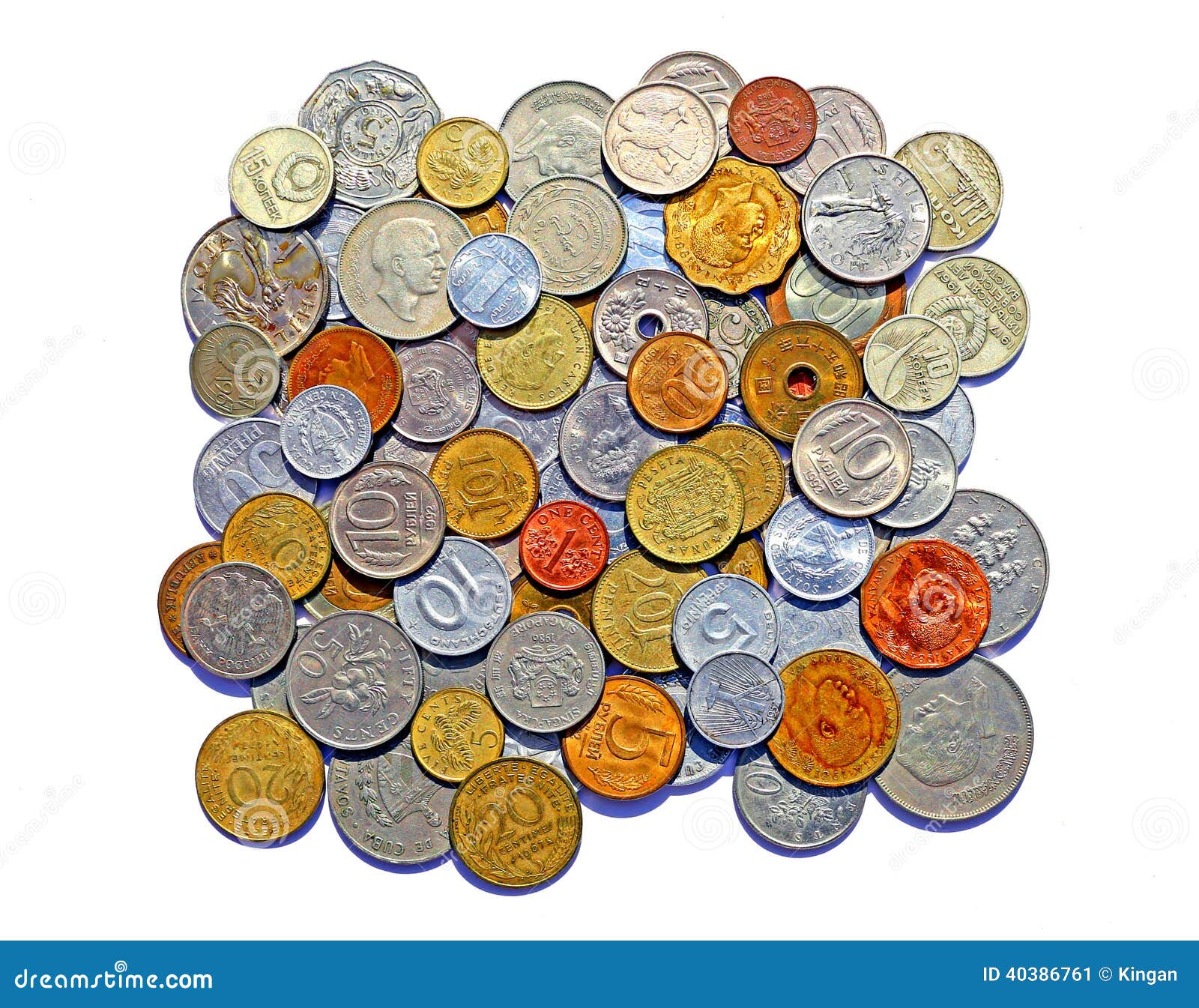 Background of Many Metallic Coins of Different Countries Stock Image ...
