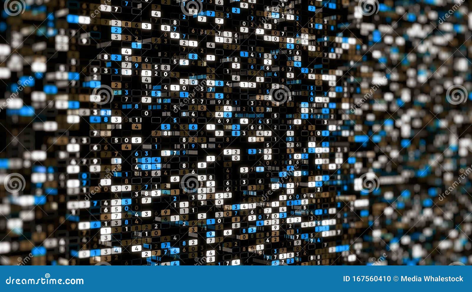 Background Of Many Numbers. Animation. Coding Of Digital Space With ...