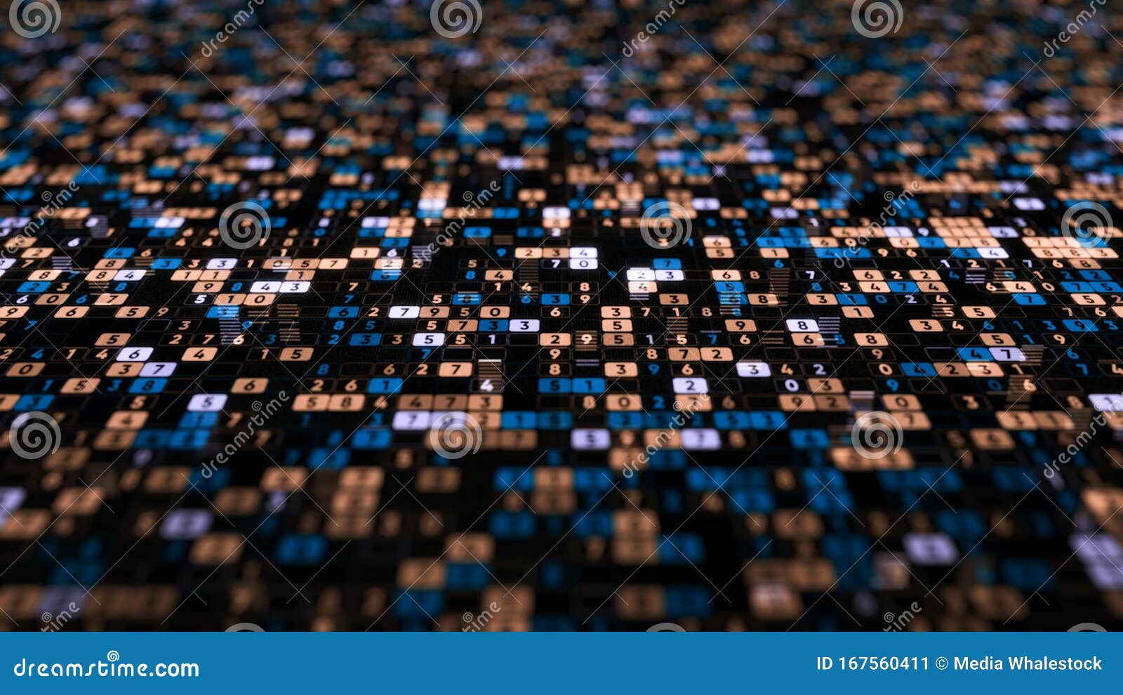 Background of Many Numbers. Animation. Coding of Digital Space with ...