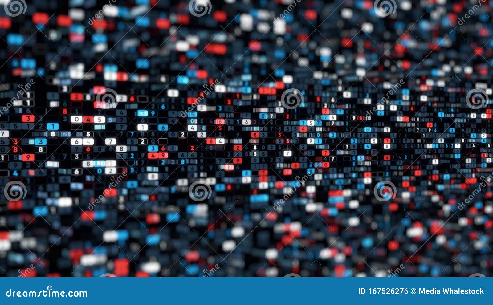 Background of Many Numbers. Animation. Coding of Digital Space with ...