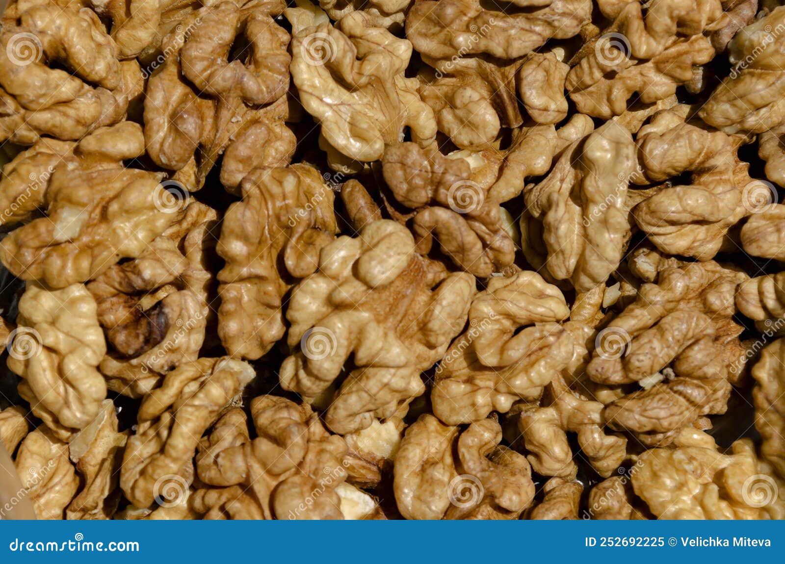 Background of Many Nuts from Crushed Walnut Kernels Stock Image - Image ...