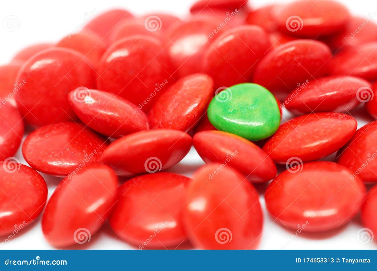 Background Many Red and One Green Candy Stock Image - Image of ...