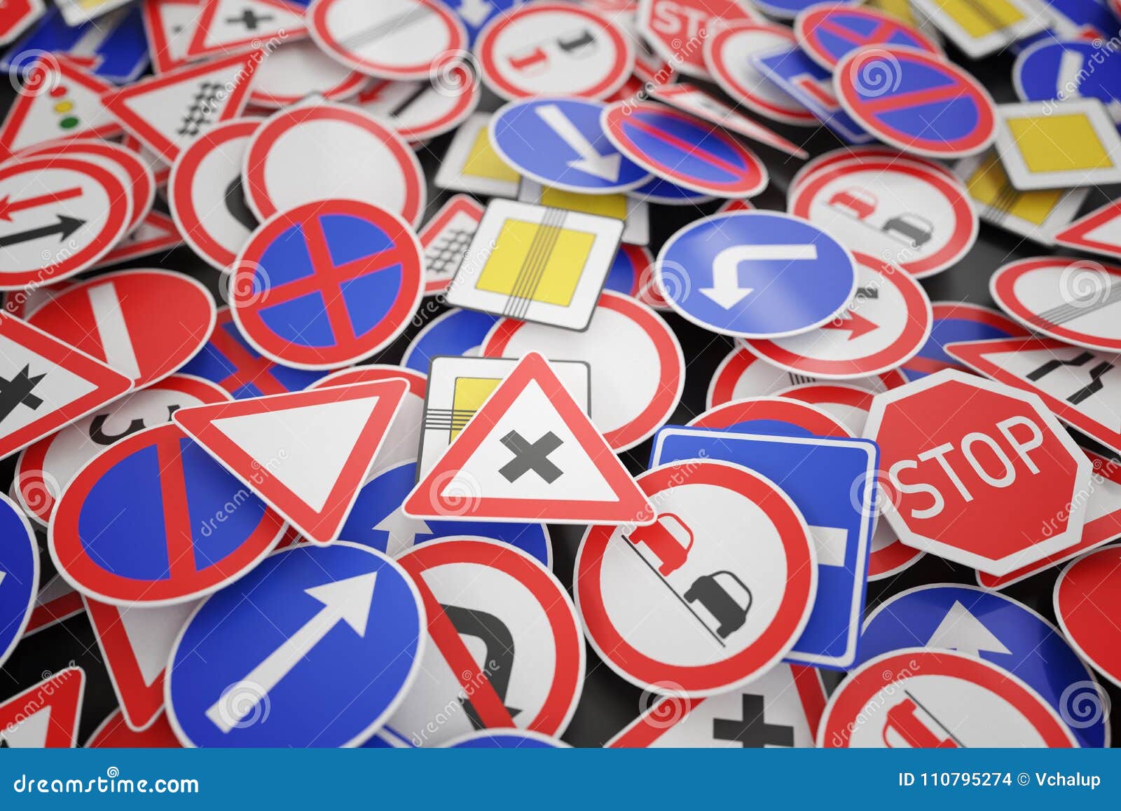 Background of Many Road Signs. 3D Rendered Illustration Stock ...