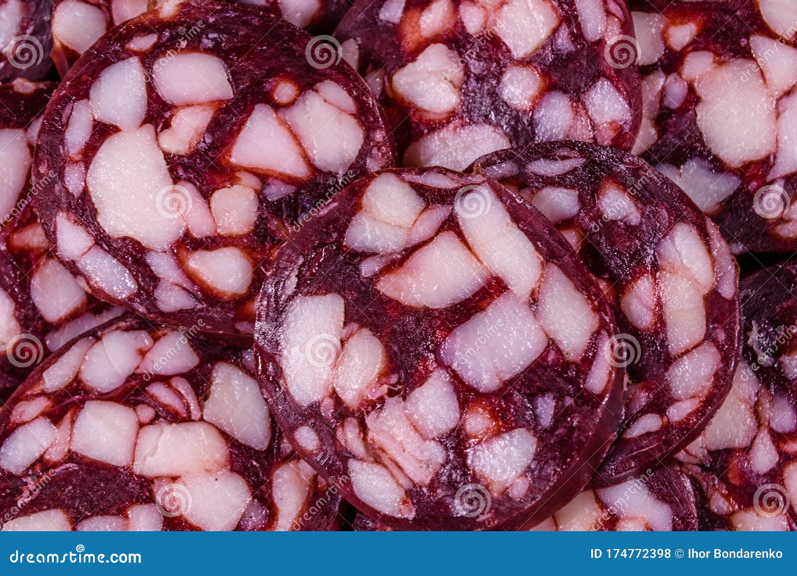 Background of the Many Sliced Pieces of Salami Sausage Stock Photo ...
