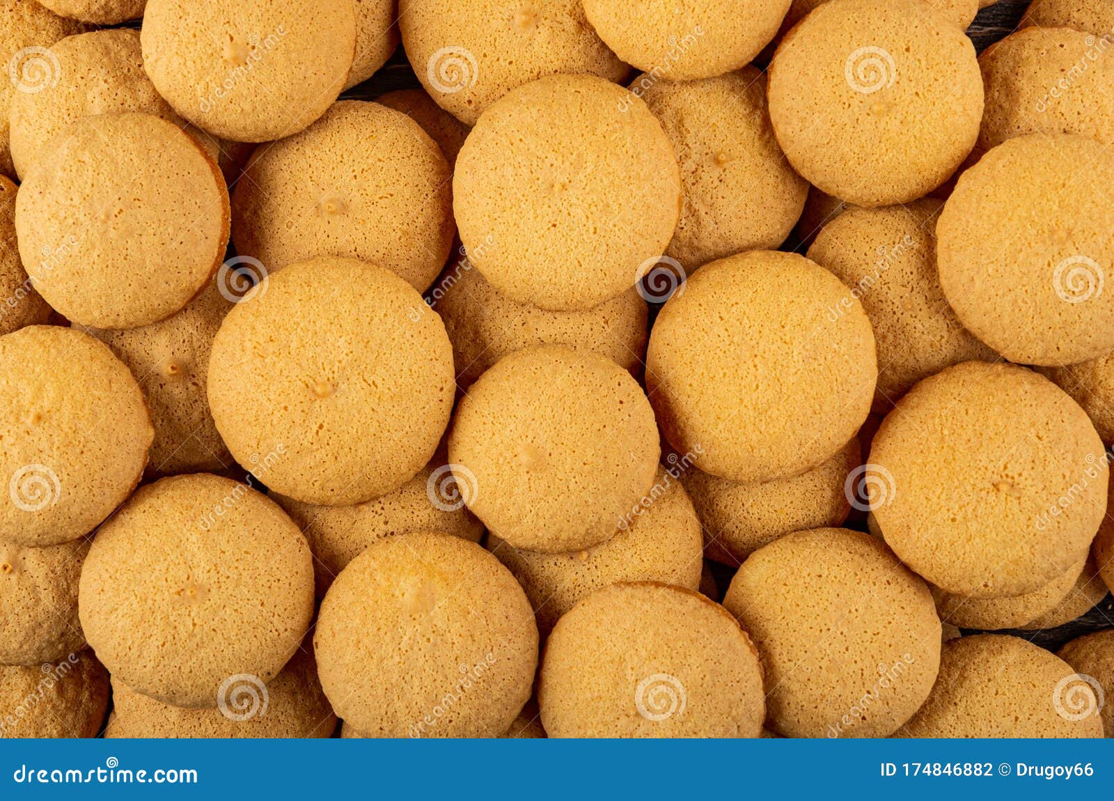 Background from Small Round Cookies. Top View Stock Photo - Image of ...