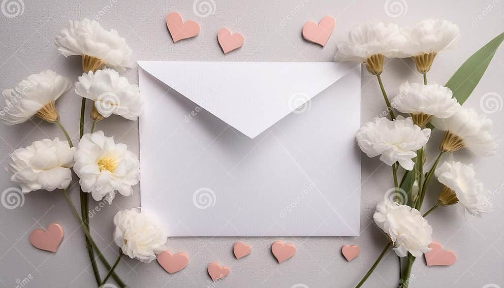 Background with Margin Frame Flowers and Empty Card with Copy Space for ...
