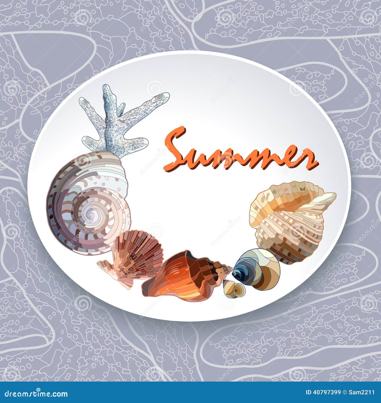 Background with Marine Motifs. Stock Vector - Illustration of circle ...