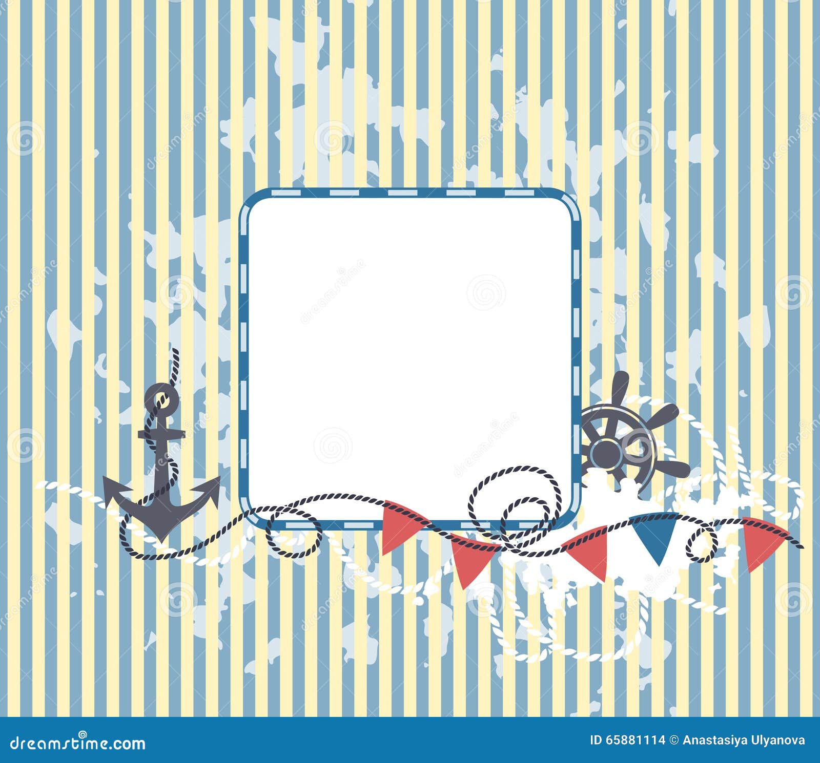 Background in Marine Style with Frame Stock Vector - Illustration of ...