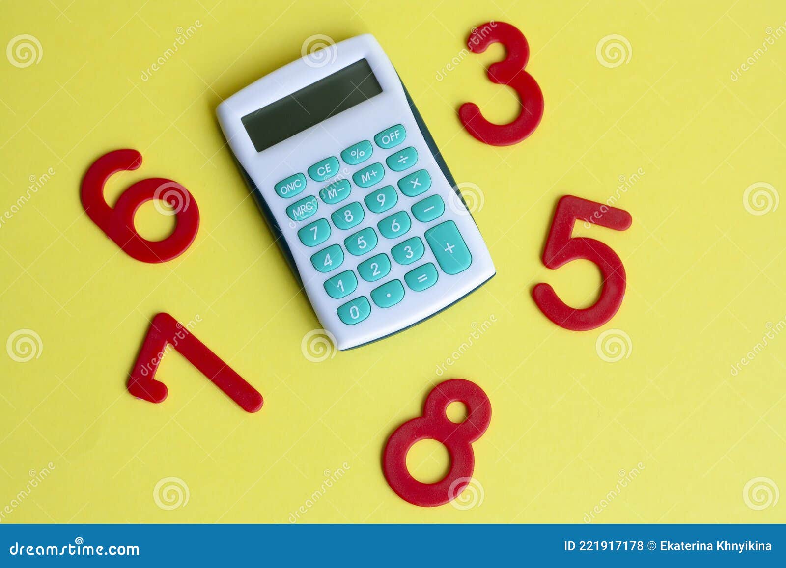 Background Math Calculator and Numbers on Yellow Background, Flat Lay ...