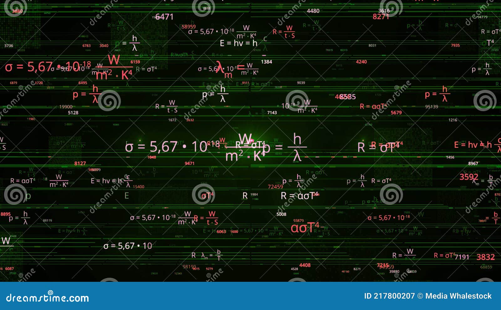 Background with Mathematical Equations and Numbers in Computer ...