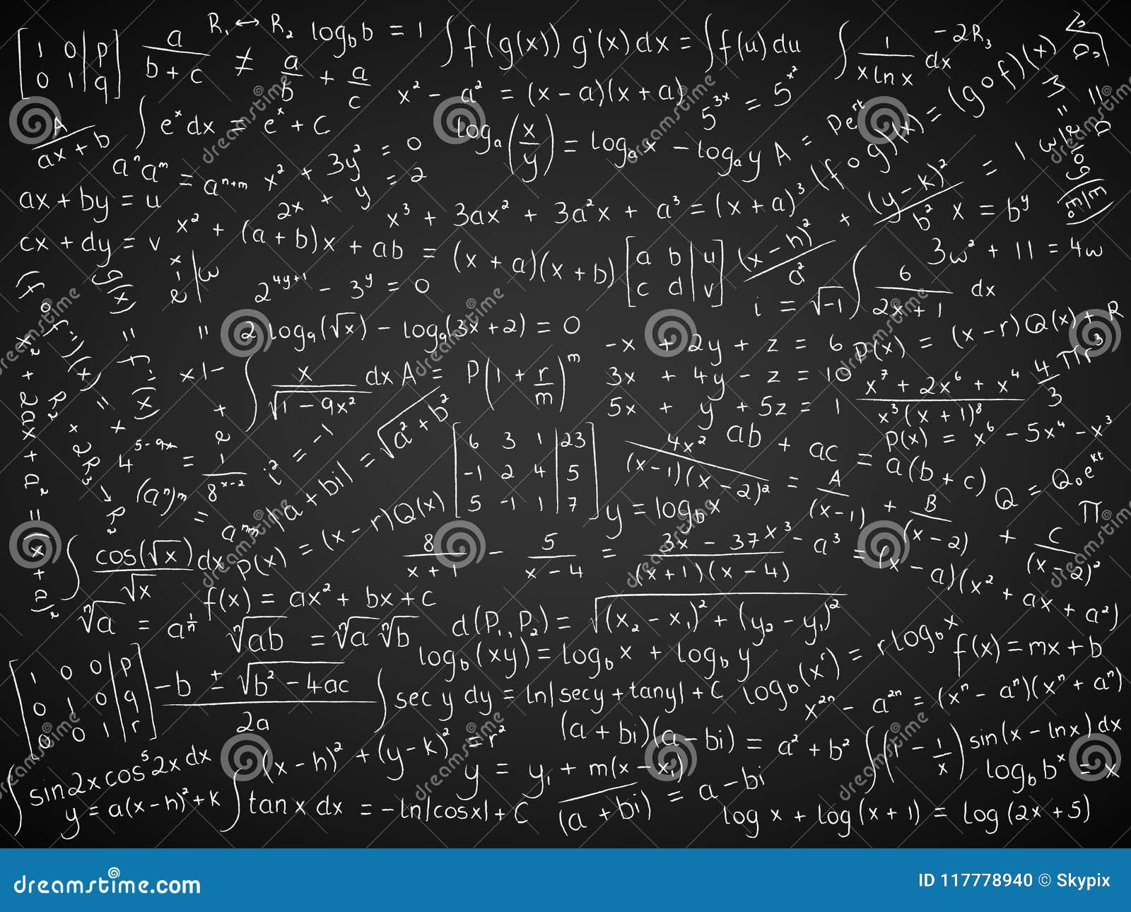 Background Of Mathematical Formulae On Black Background Vector ...