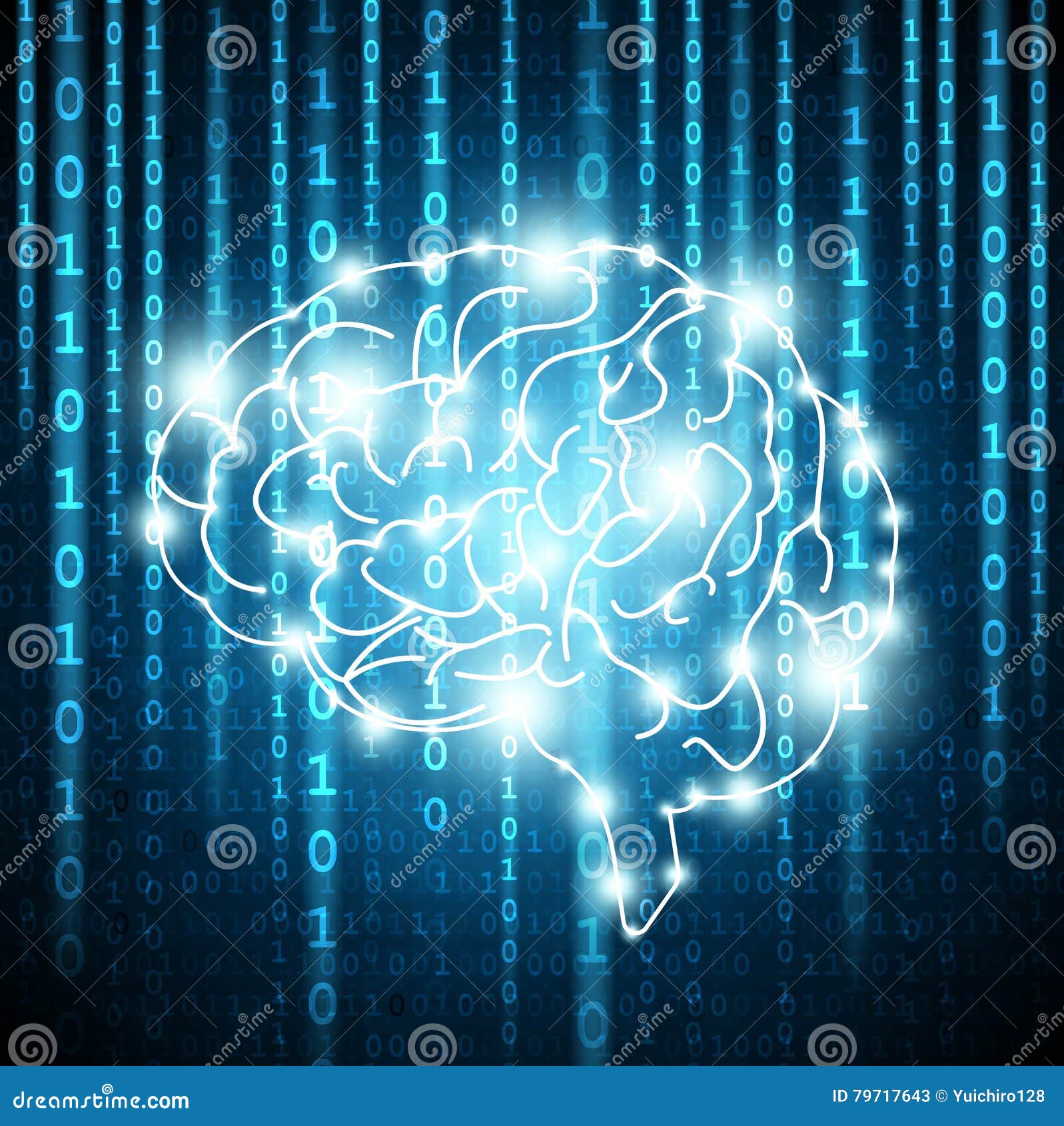 Background with Matrix Numbers and Brain Vector Stock Vector ...