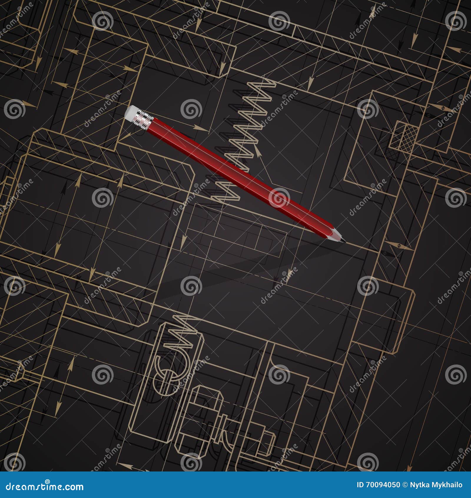 Background of Mechanical Engineering Drawings on Dark Stock ...