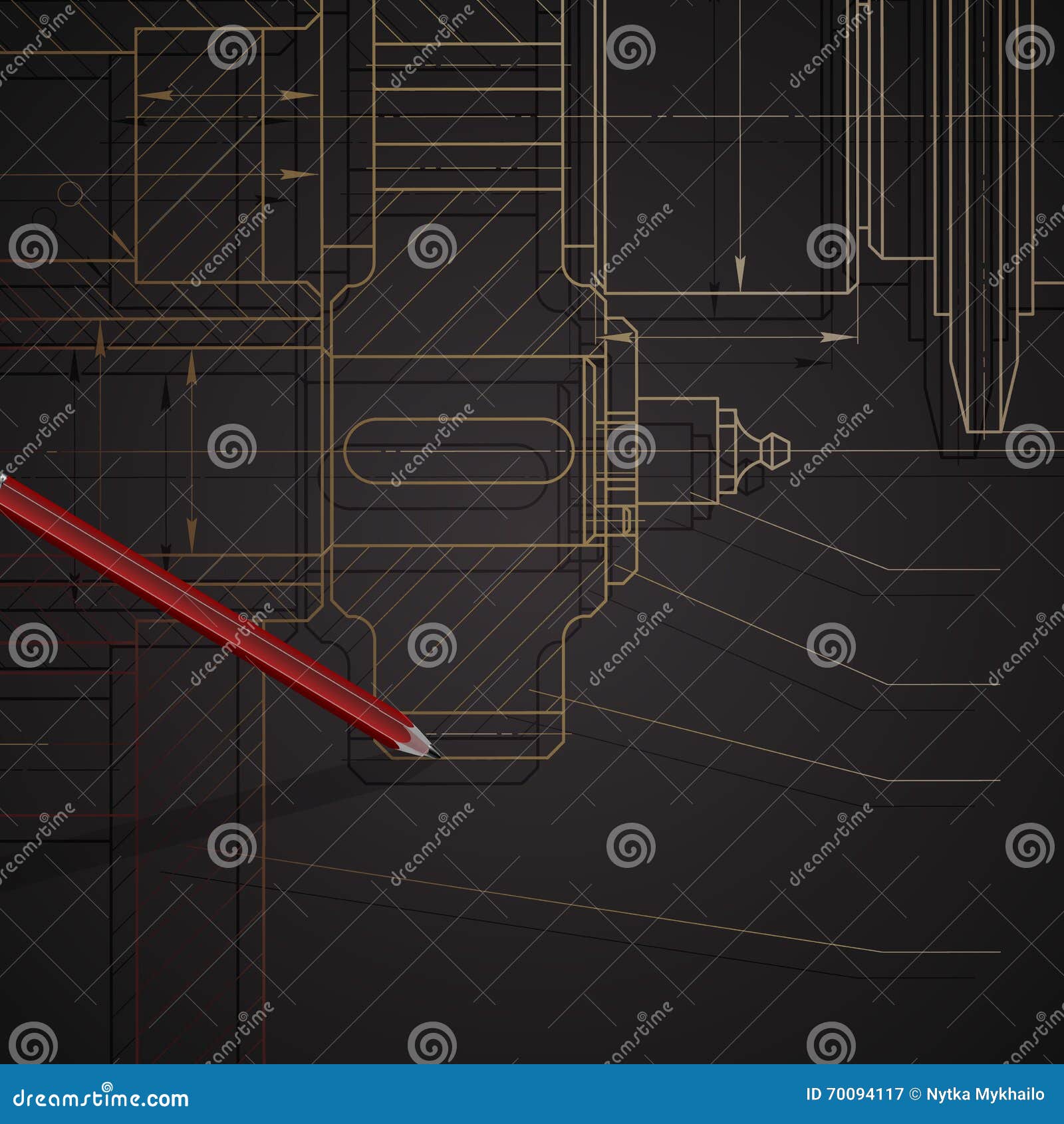 Background of Mechanical Engineering Drawings on Dark Stock ...