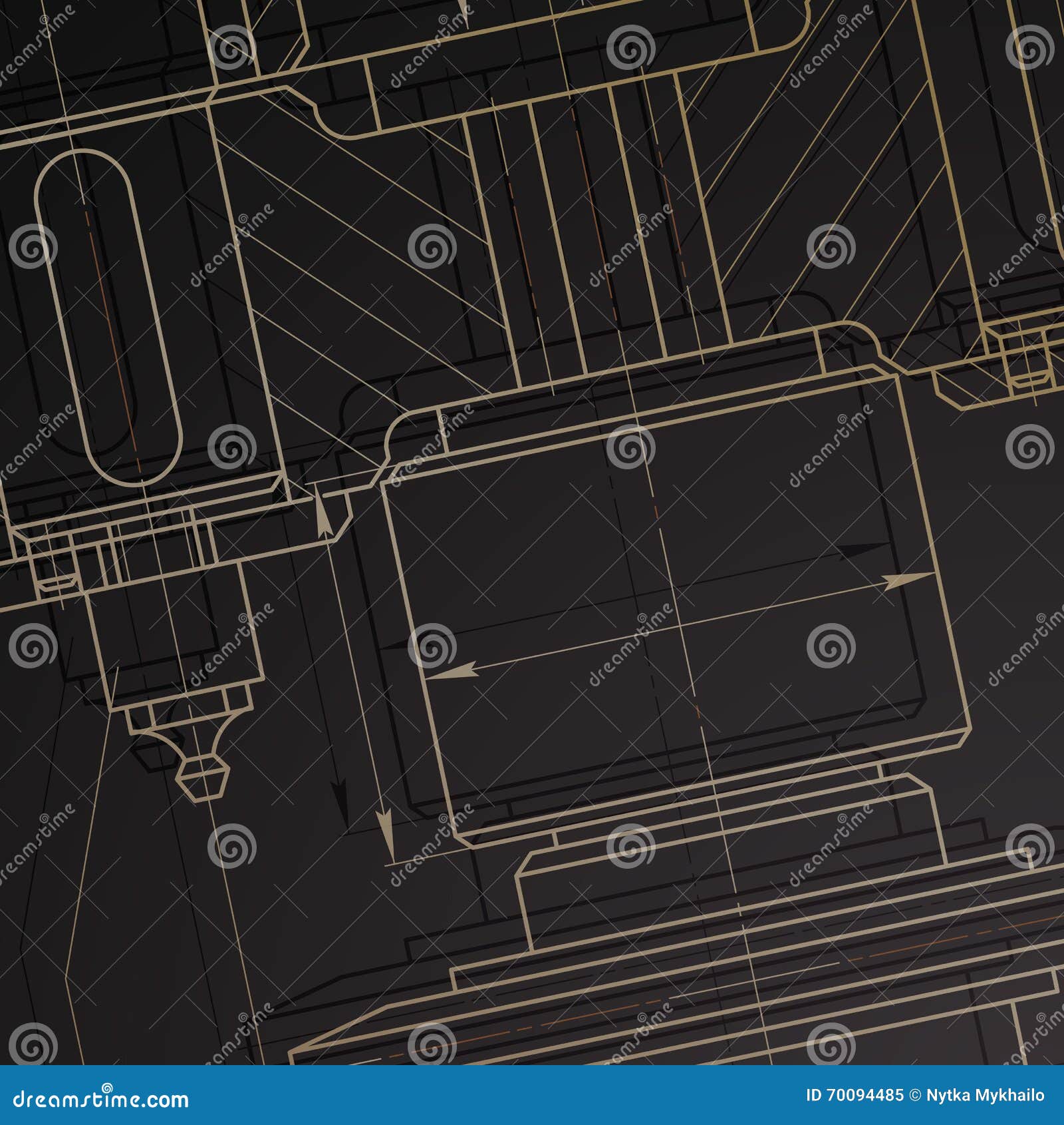 Background of Mechanical Engineering Drawings on Dark Stock ...