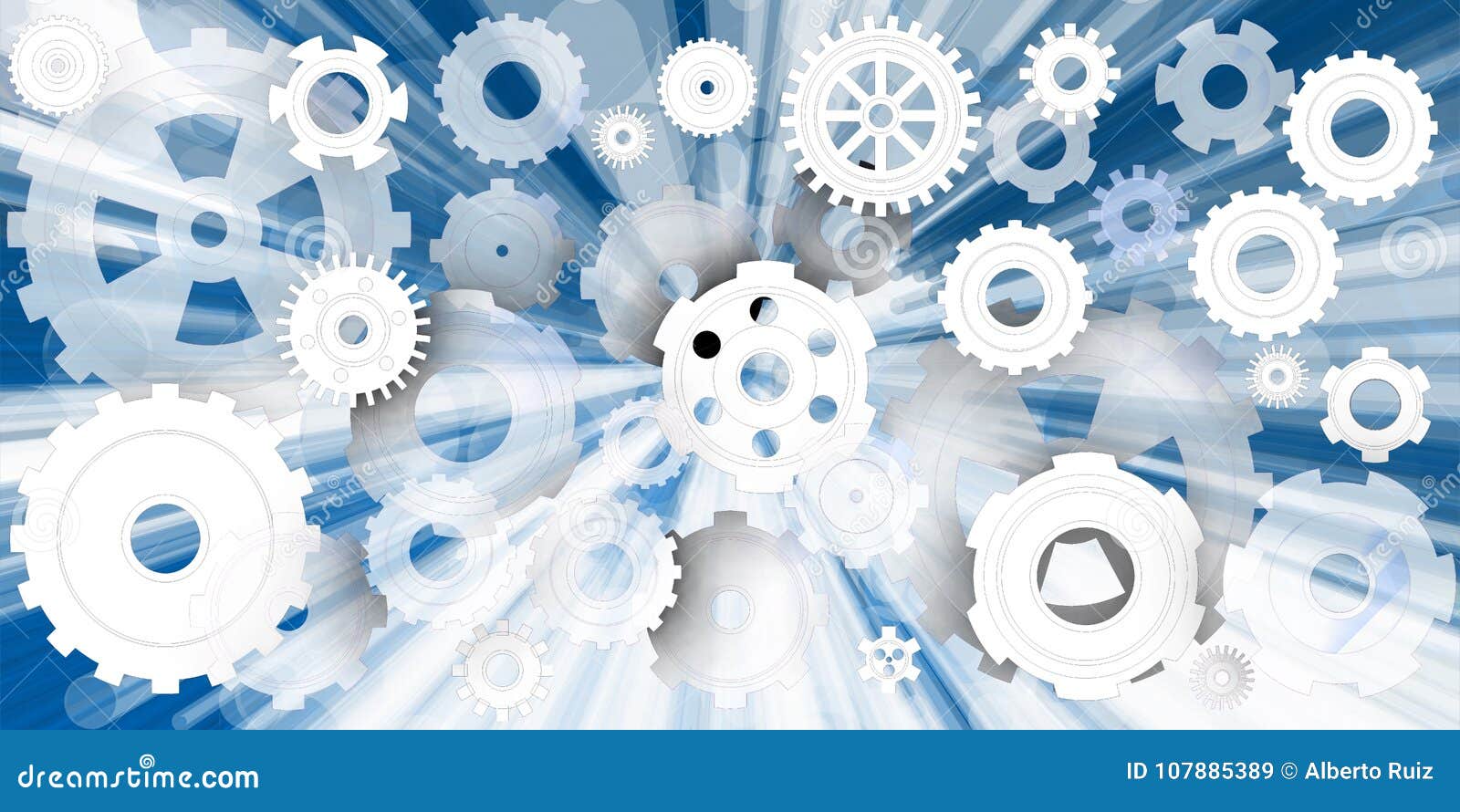 Mechanical Background with Pieces in Blue Explosion Stock Illustration ...