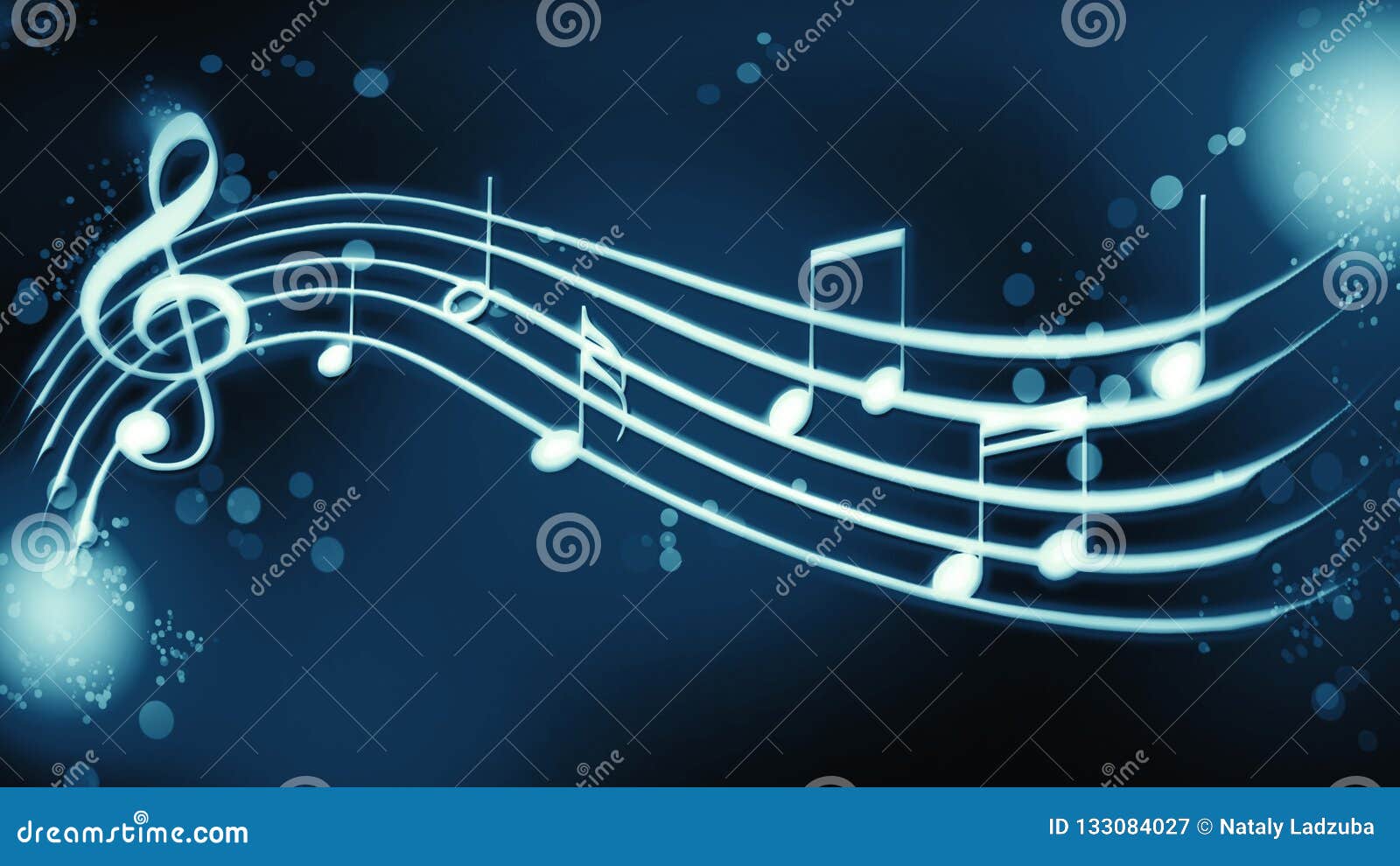 Background Melody Notes on Blue Color Stock Illustration - Illustration ...