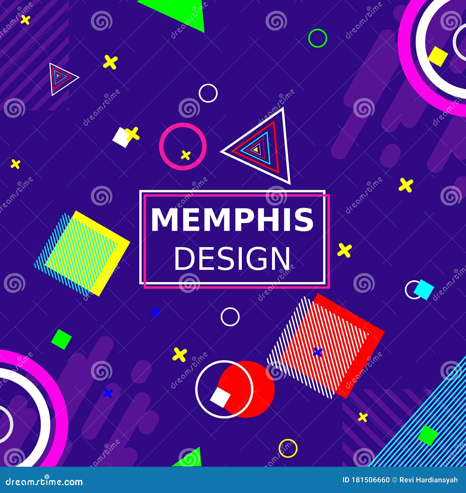 Background Memphis Geometric Flat Design Stock Vector - Illustration of ...