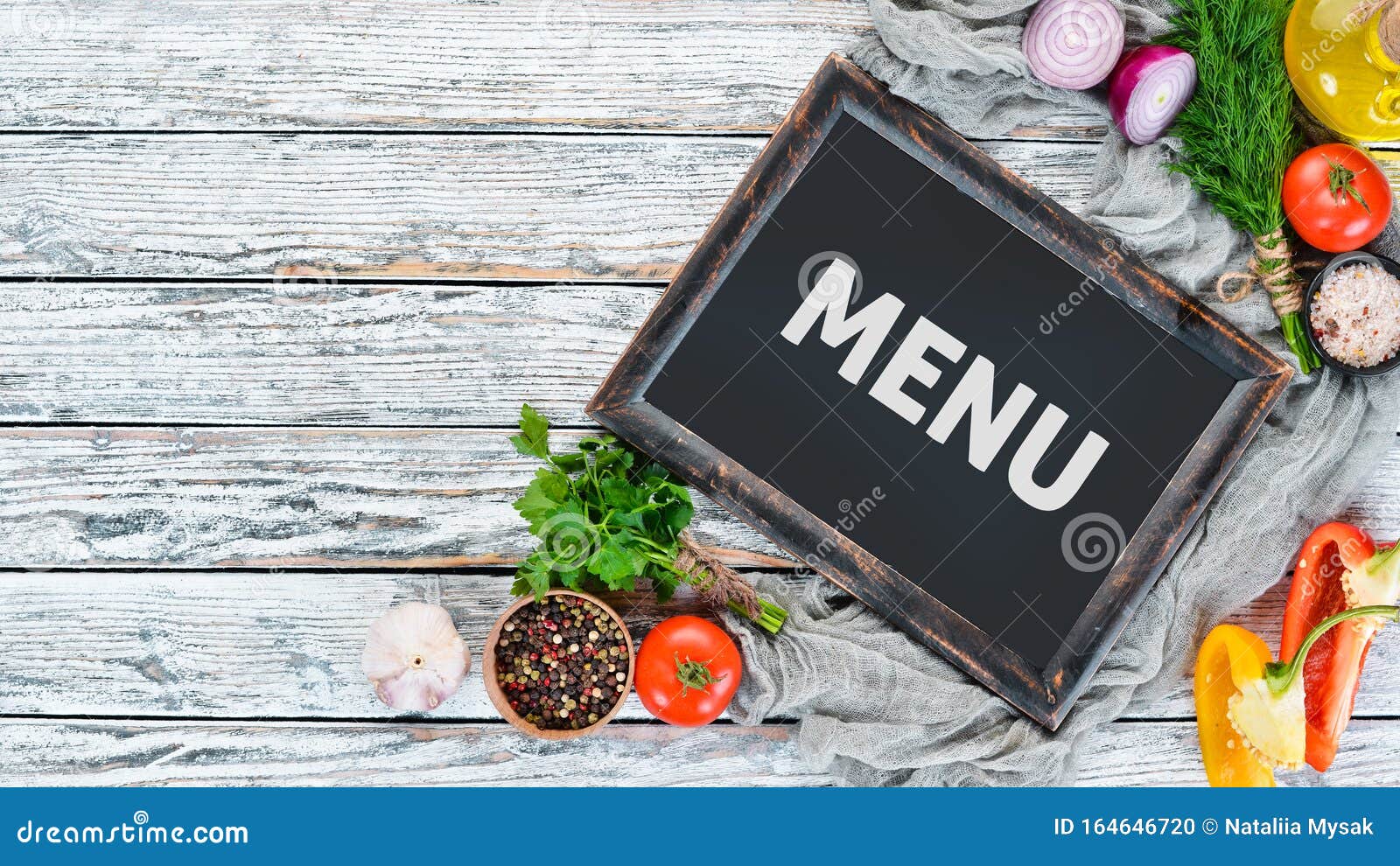 Background for the Menu of Dishes. Top View Stock Photo - Image of ...
